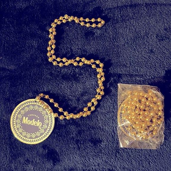 Accessories | 2 Modelo Medallions On Gold Toned Plastic Bead Necklaces ...